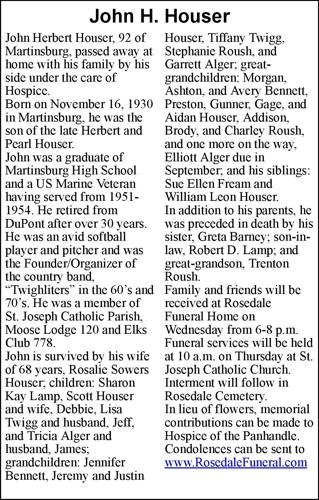 John H. Houser | Obituaries | journal-news.net