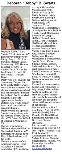 Deborah “Debby” B. Swartz | Obituaries | journal-news.net