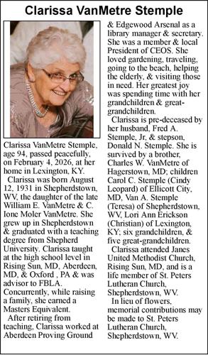 Clarissa VanMetre Stemple | Obituaries | journal-news.net
