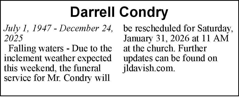 Darrell Condry | Obituaries | journal-news.net