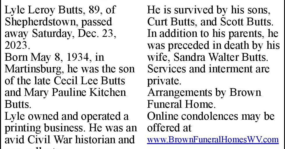 Lyle L. Butts | Obituaries | journal-news.net