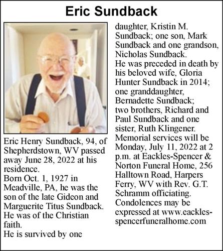 Eric Sundback | Obituaries | journal-news.net