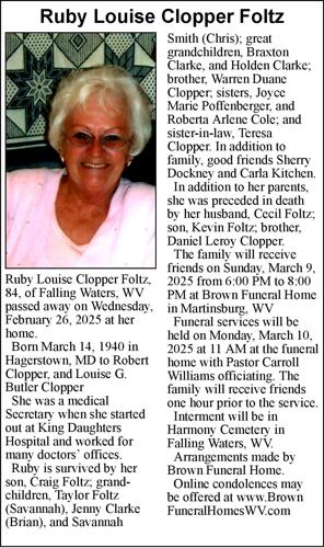 Ruby Louise Clopper Foltz | Obituaries | journal-news.net