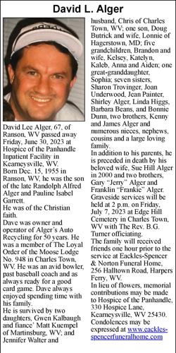 David L. Alger | Obituaries | journal-news.net