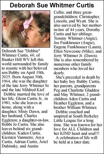 Deborah Sue Whitmer Curtis | Obituaries | journal-news.net