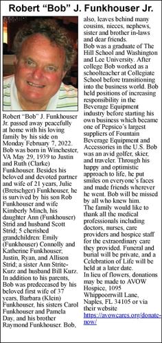 Robert “Bob” J. Funkhouser Jr. | Obituaries | journal-news.net
