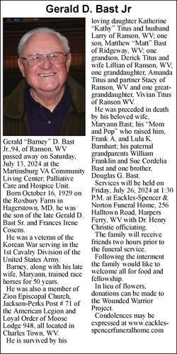 Gerald D. Bast Jr | Obituaries | journal-news.net