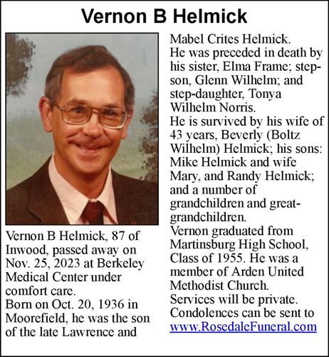 Vernon B Helmick | Obituaries | journal-news.net