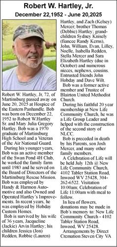 Robert W. Hartley, Jr. December 22,1952 - June 20,2025 | Obituaries ...
