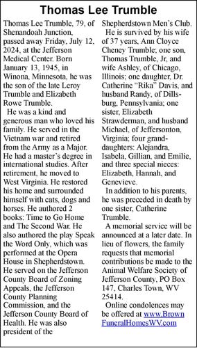 Thomas Lee Trumble | Obituaries | journal-news.net