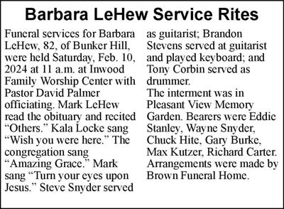 Barbara LeHew Service Rites | Obituaries | journal-news.net