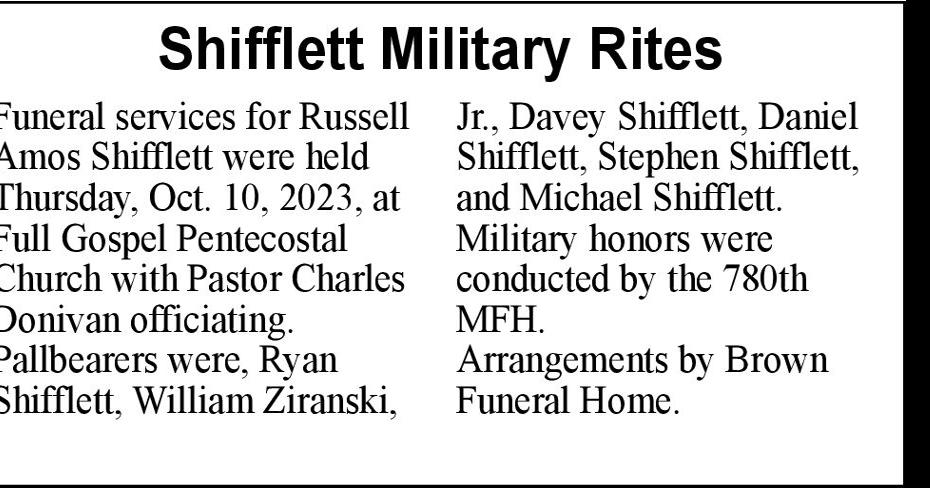 Shifflett Military Rites | Obituaries | journal-news.net