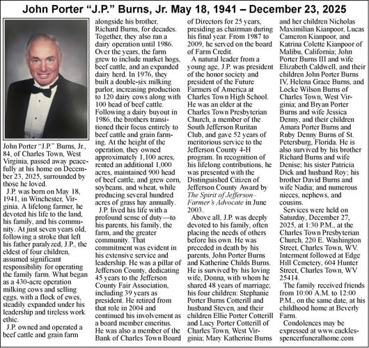 John Porter “J.P.” Burns, Jr. May 18, 1941 – December 23, 2025 ...