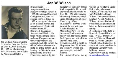 Jon W. Wilson | Obituaries | journal-news.net