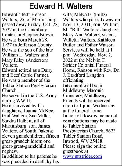Edward H. Walters | Obituaries | journal-news.net