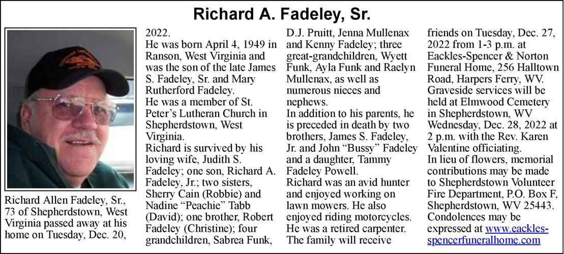Richard A. Fadeley, Sr. | Obituaries | journal-news.net