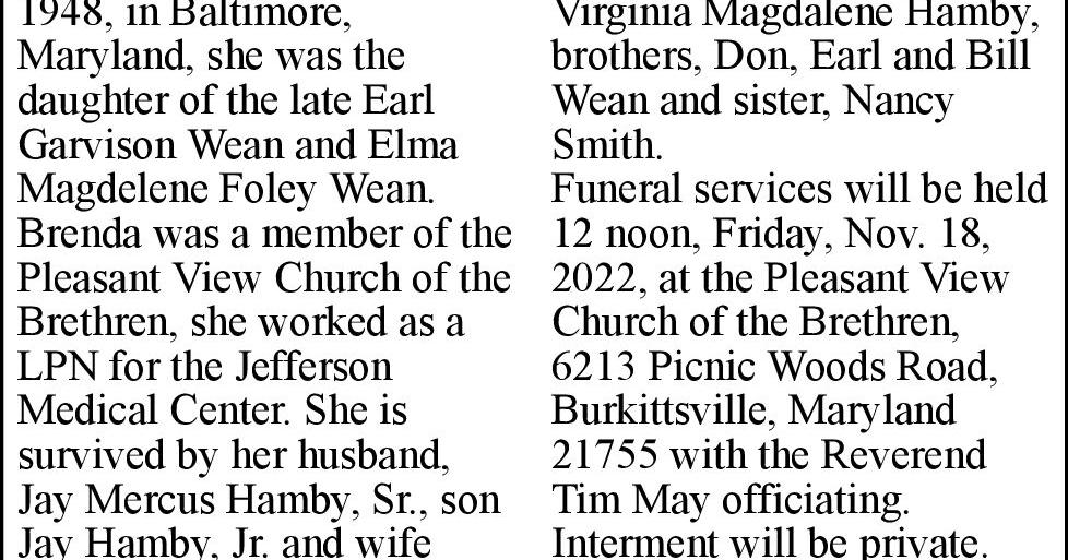 Brenda K. Hamby | Obituaries | journal-news.net
