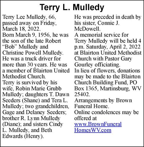 Terry L. Mulledy | Obituaries | journal-news.net