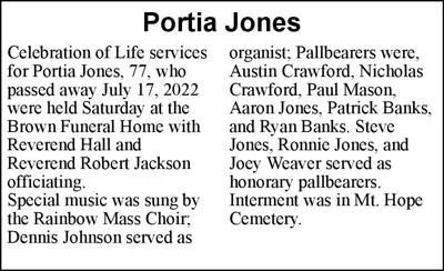 Portia Jones | Obituaries | journal-news.net