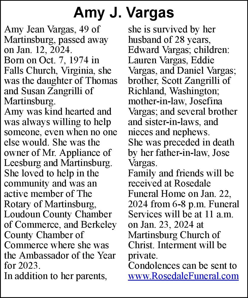 Amy J. Vargas | Obituaries | journal-news.net