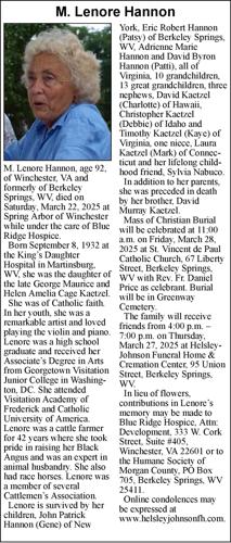 M. Lenore Hannon | Obituaries | journal-news.net