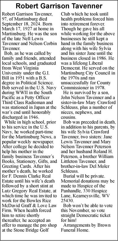 Robert Garrison Tavenner | Obituaries | journal-news.net