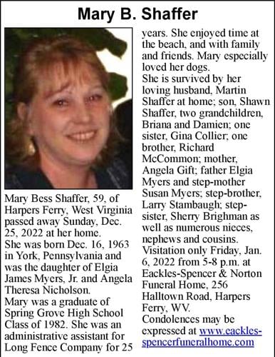 Mary B. Shaffer | Obituaries | journal-news.net