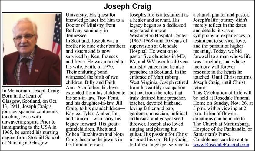 Joseph Craig | Obituaries | journal-news.net