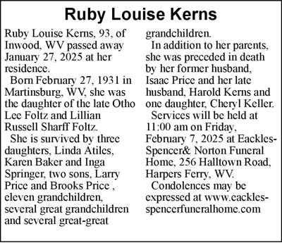 Ruby Louise Kerns | Obituaries | journal-news.net