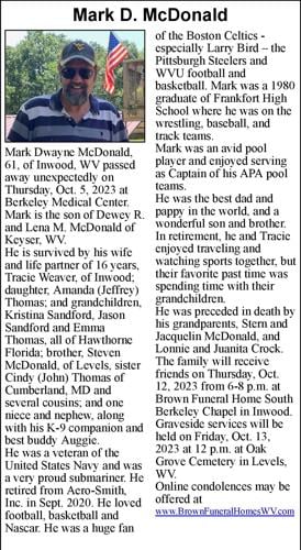 Mark D. McDonald | Obituaries | journal-news.net