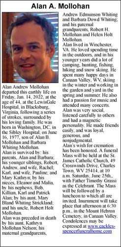 Alan A. Mollohan | Obituaries | journal-news.net