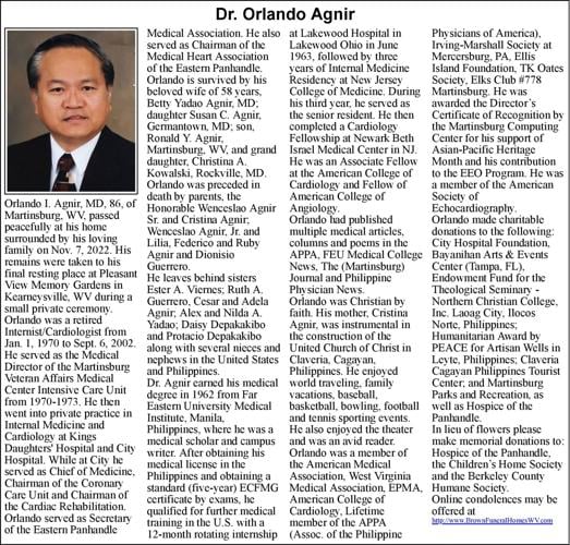 Dr. Orlando Agnir | Obituaries | journal-news.net