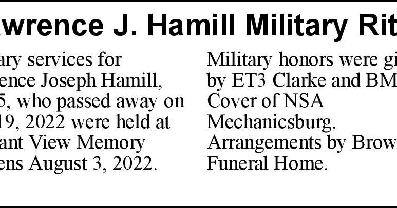 Lawrence J. Hamill Military Rites | Obituaries | journal-news.net