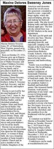 Maxine Delores Sweeney Jones | Obituaries | journal-news.net