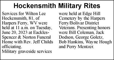 Hockensmith Military Rites | Obituaries | journal-news.net