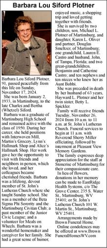 Barbara Lou Siford Plotner | Obituaries | journal-news.net
