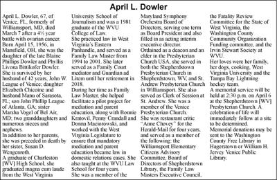 April L. Dowler | Obituaries | journal-news.net