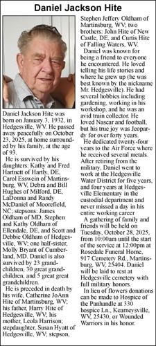 Daniel Jackson Hite | Obituaries | journal-news.net