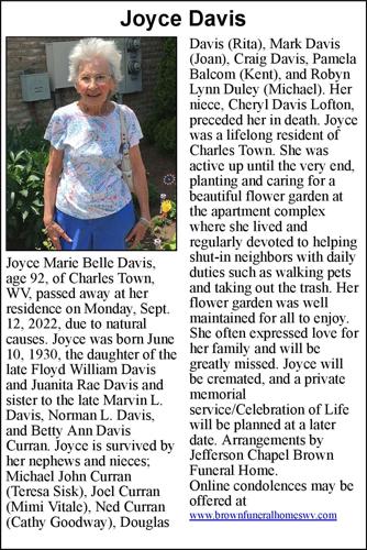 Joyce Davis | Obituaries | journal-news.net