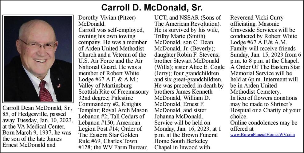 Carroll D. McDonald, Sr. | Obituaries | journal-news.net
