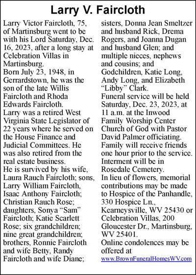 Larry V. Faircloth | Obituaries | journal-news.net