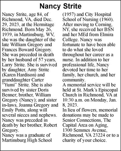 Nancy Strite | Obituaries | journal-news.net