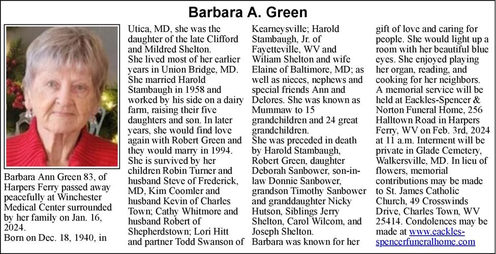 Barbara A. Green | Obituaries | journal-news.net