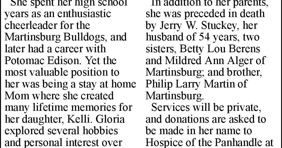 Gloria Jane (Martin) Stuckey | Obituaries | journal-news.net