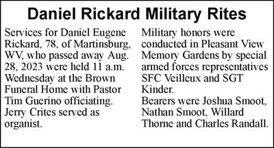 Daniel Rickard Military Rites | Obituaries | journal-news.net