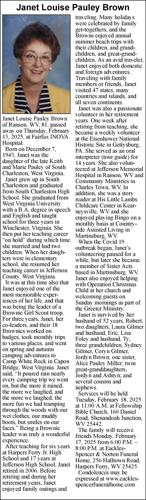 Janet Louise Pauley Brown | Obituaries | journal-news.net