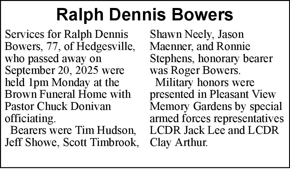 Ralph Dennis Bowers | Obituaries | journal-news.net