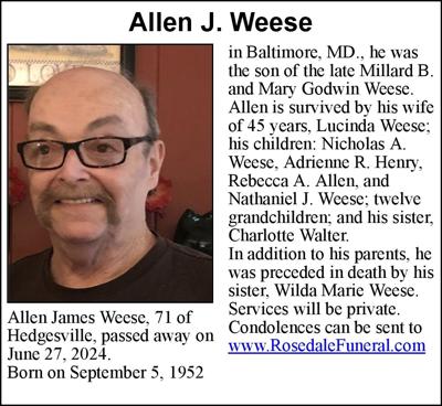 Allen J. Weese | Obituaries | journal-news.net