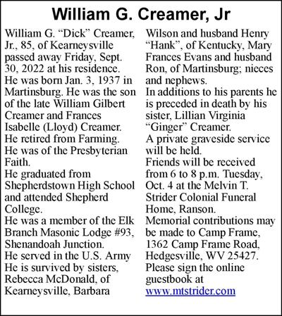 William G. Creamer, Jr | Obituaries | journal-news.net