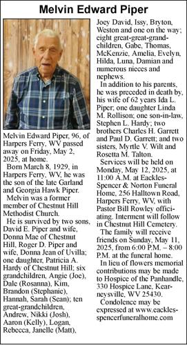 Melvin Edward Piper | Obituaries | journal-news.net